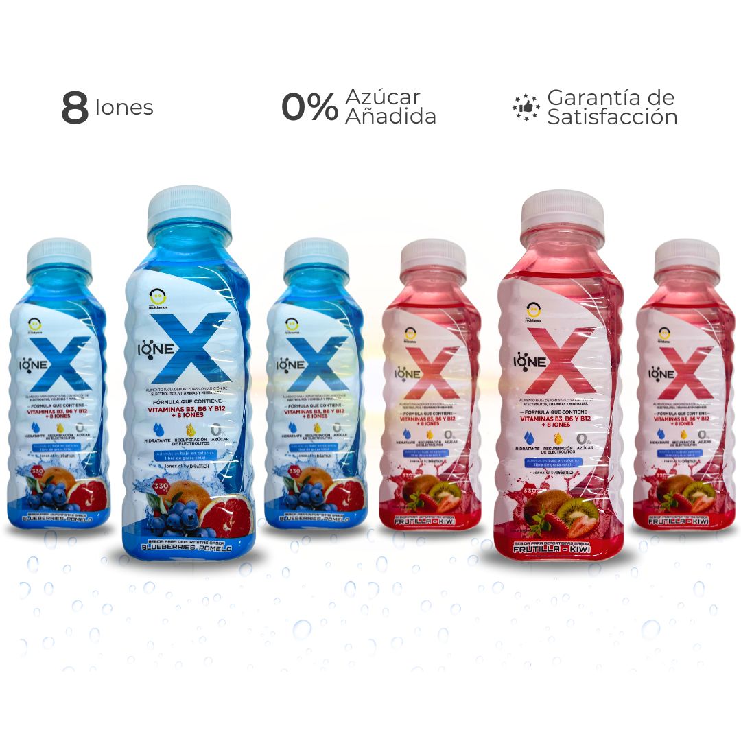 6 botellas de IONEX (330 ml) + Caramayola para cargar agua de regalo – DrinkTech